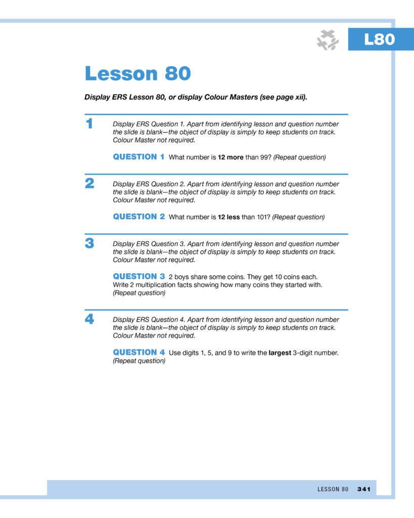 Sample Materials – Math Mastery Series