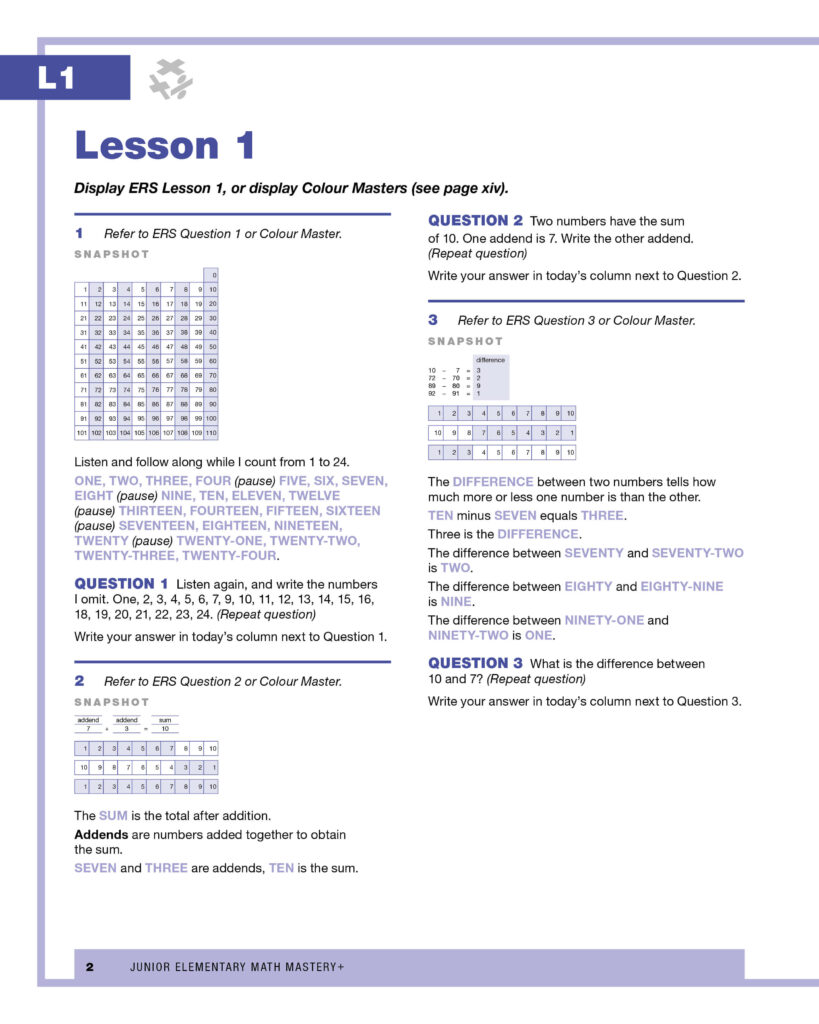 Sample Materials – Math Mastery Series